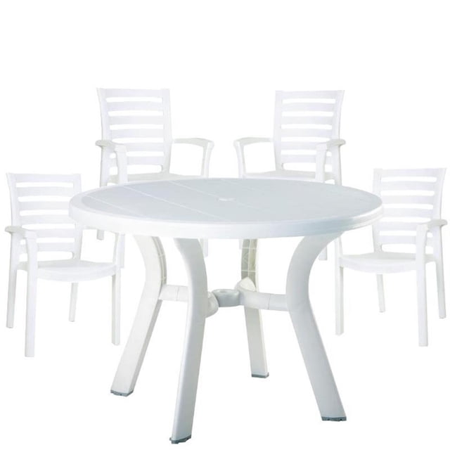 "Home Square 5-Piece Garden White Outdoor Dining Plastic Set: 42 ...