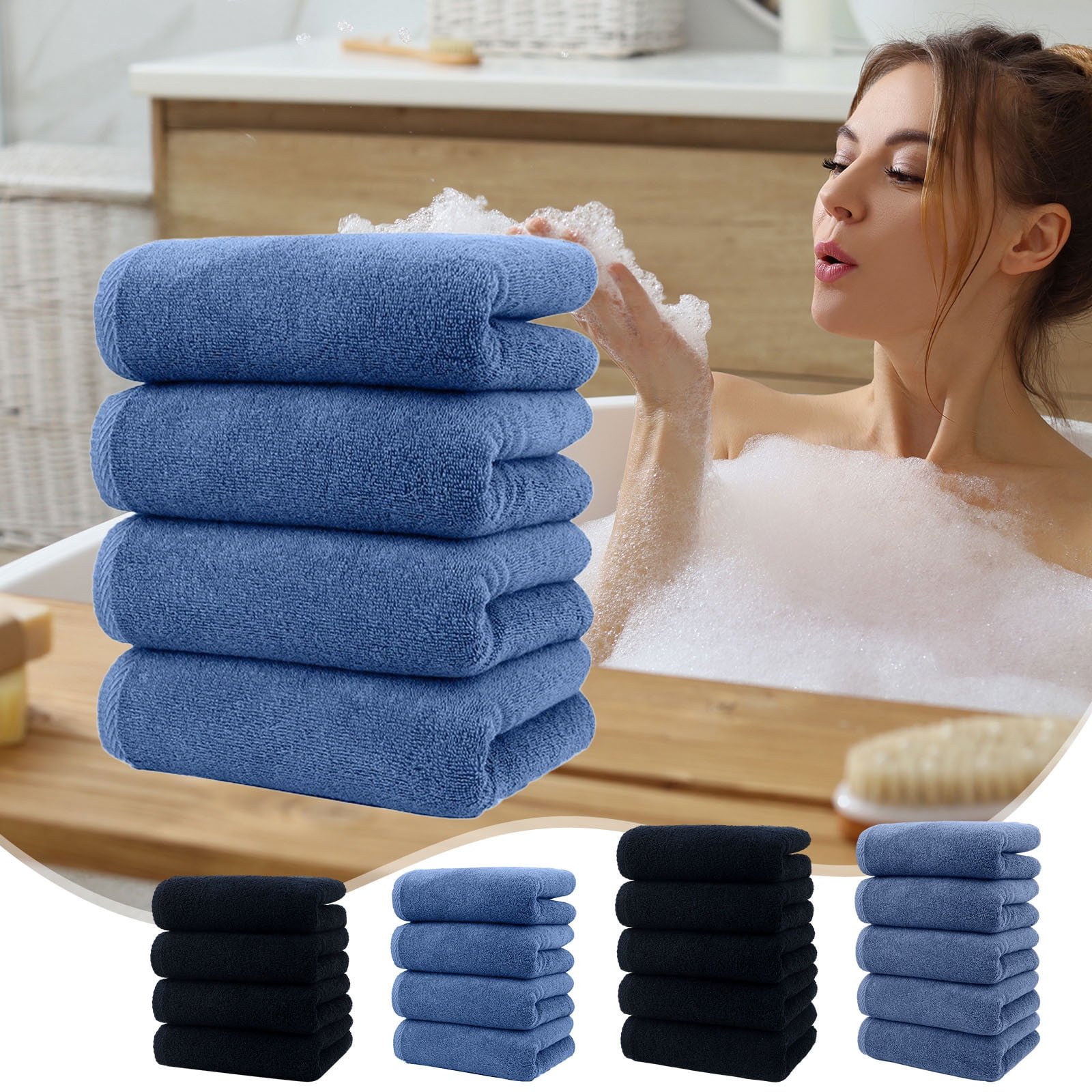 5 Piece Absorbent Cotton Face Towel Set, Quick-Dry Washcloths for ...