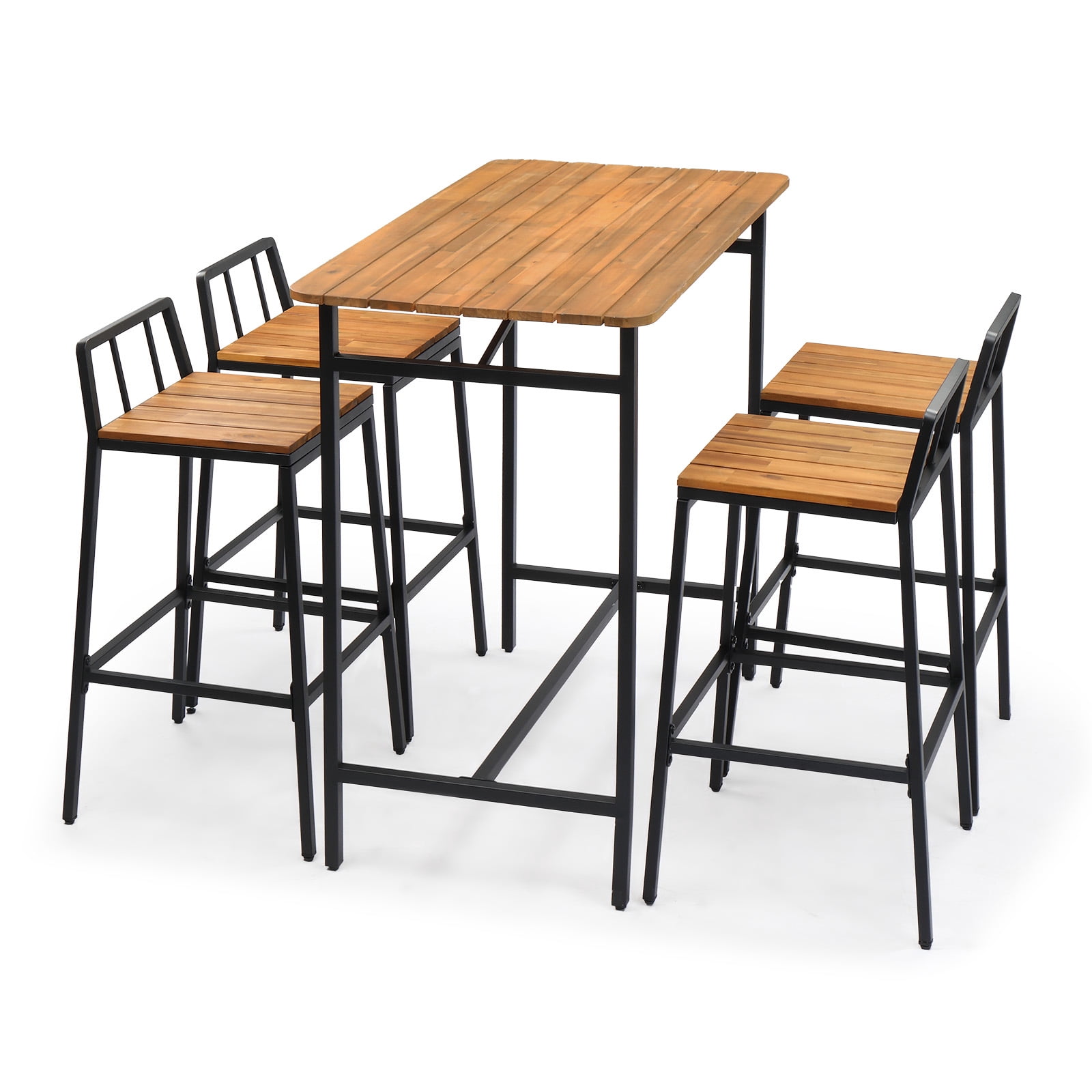 5-Piece Acacia Wood Garden Table and Chair Set - Walmart.com