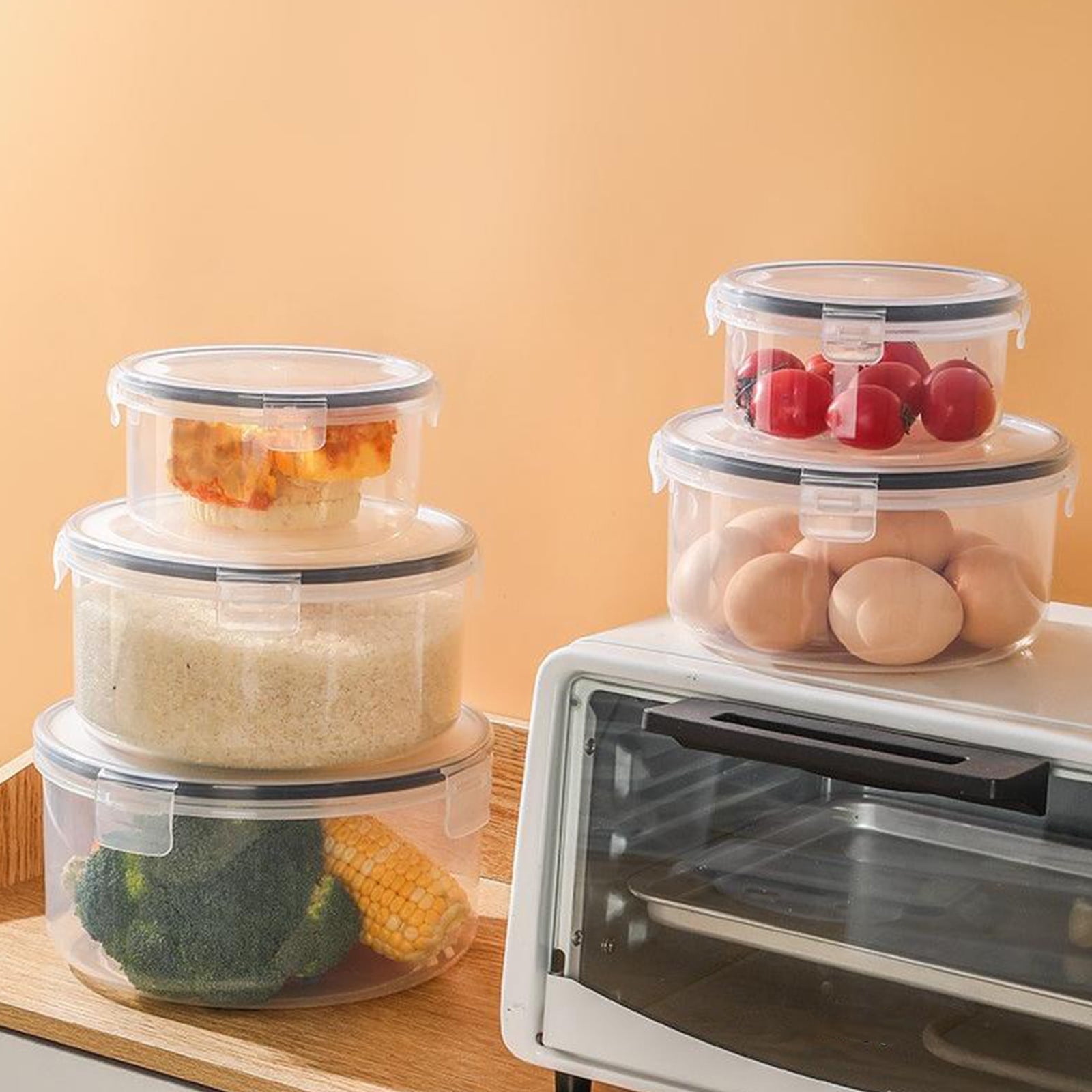 5-Piece Airtight Food Storage Container Set | Large Capacity Plastic ...