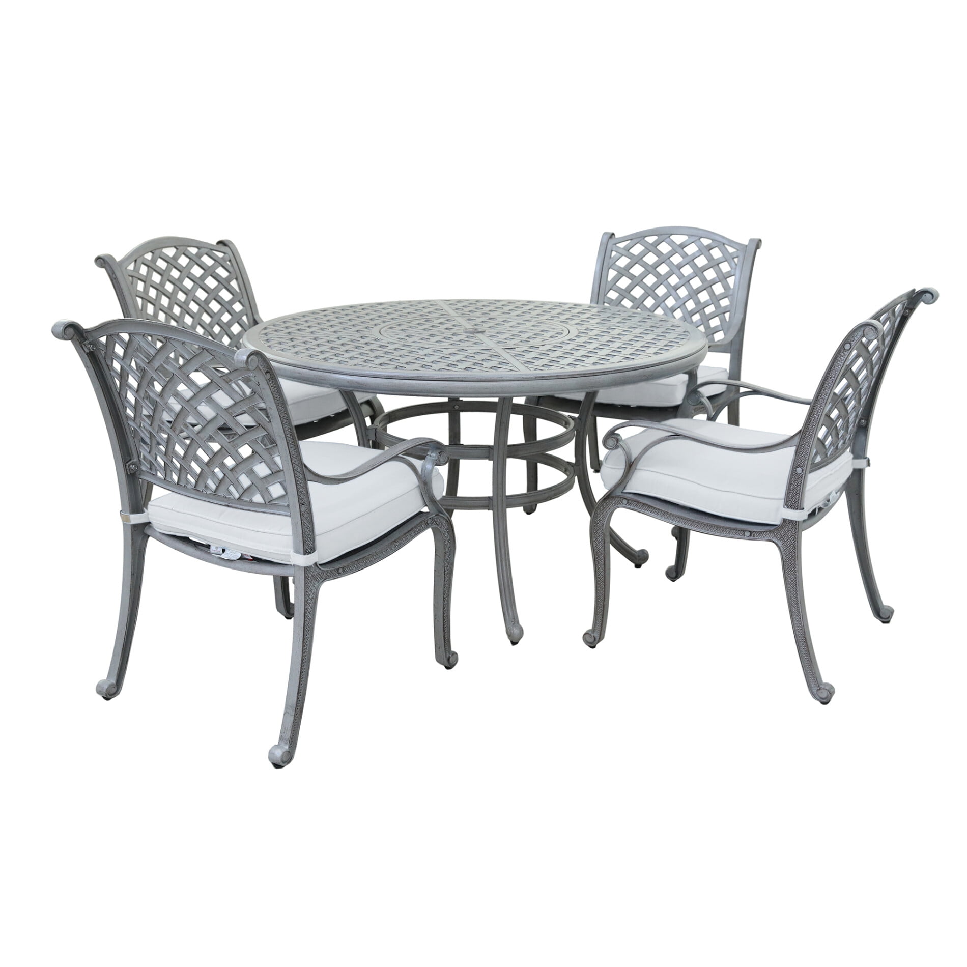 5-Piece All-Weather Outdoor Cast Aluminum Dining Set for Patio, Balcony ...
