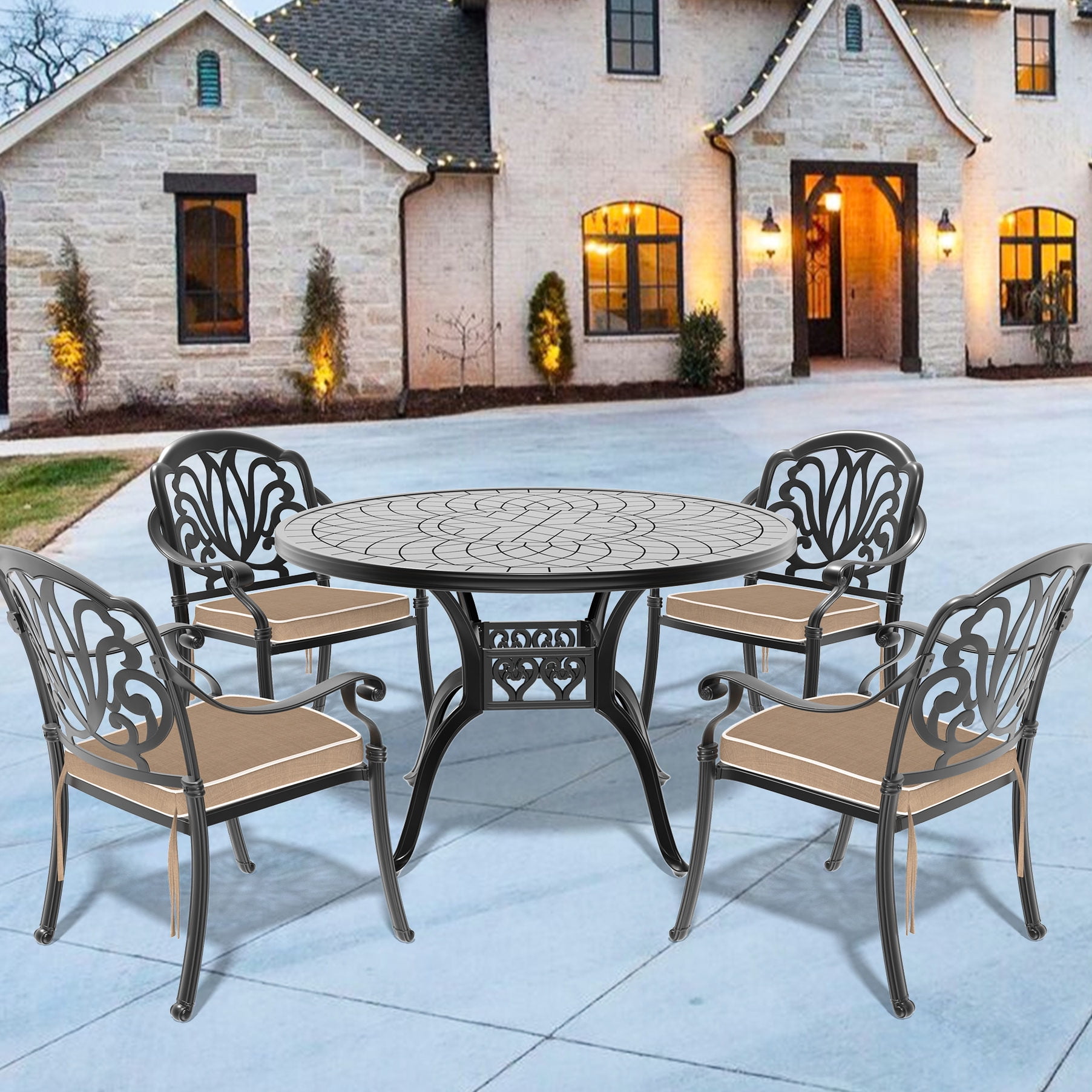 5-Piece Aluminum Patio Table and Chair Set | Creates Delightful Outdoor ...