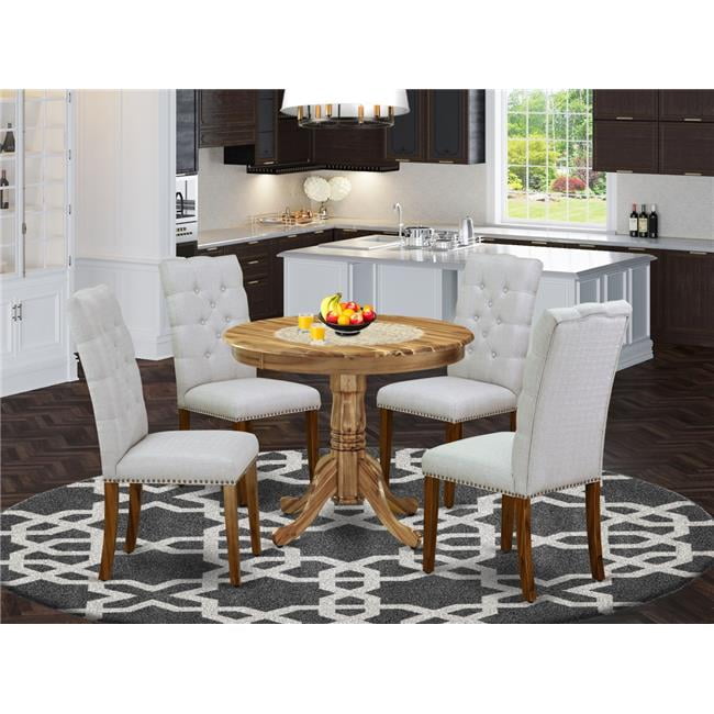 5 Piece Antique Kitchen Dinette Set - Gray, Antique Walnut & Natural ...