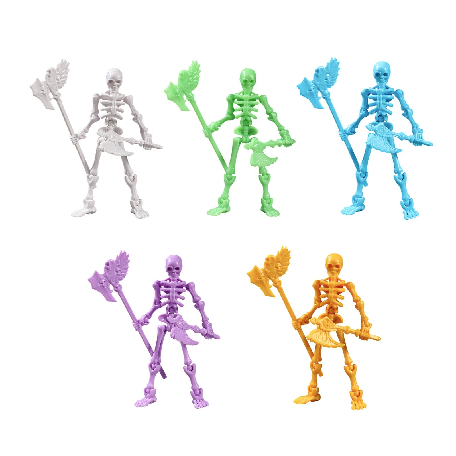 5 Piece Articulated Skeleton Action Figures With Detachable Weapons ...