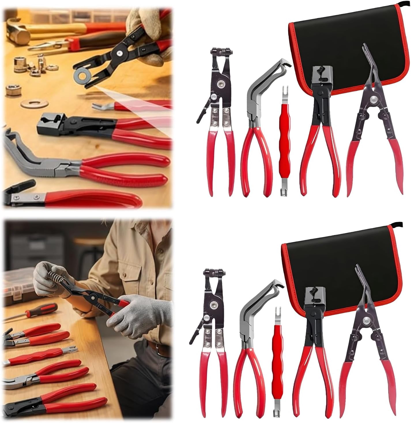 5-Piece Automotive Electrical Disconnect Pliers Kit, Hose Clamp Pliers ...