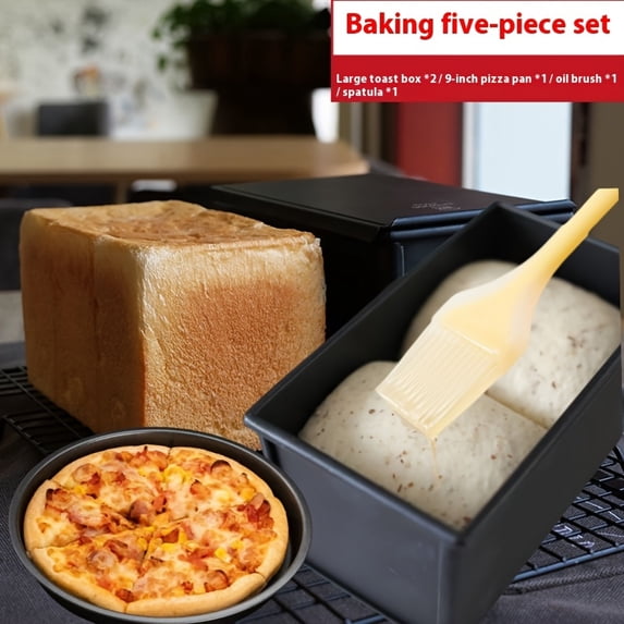 5-Piece Baking Tool Set Includes Thick Pizza Pan Bread Knife Toast ...