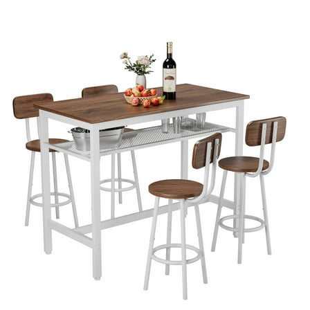 Costway 3 Piece Counter Height Dining Bar Table Set w/2 Stools&3 ...