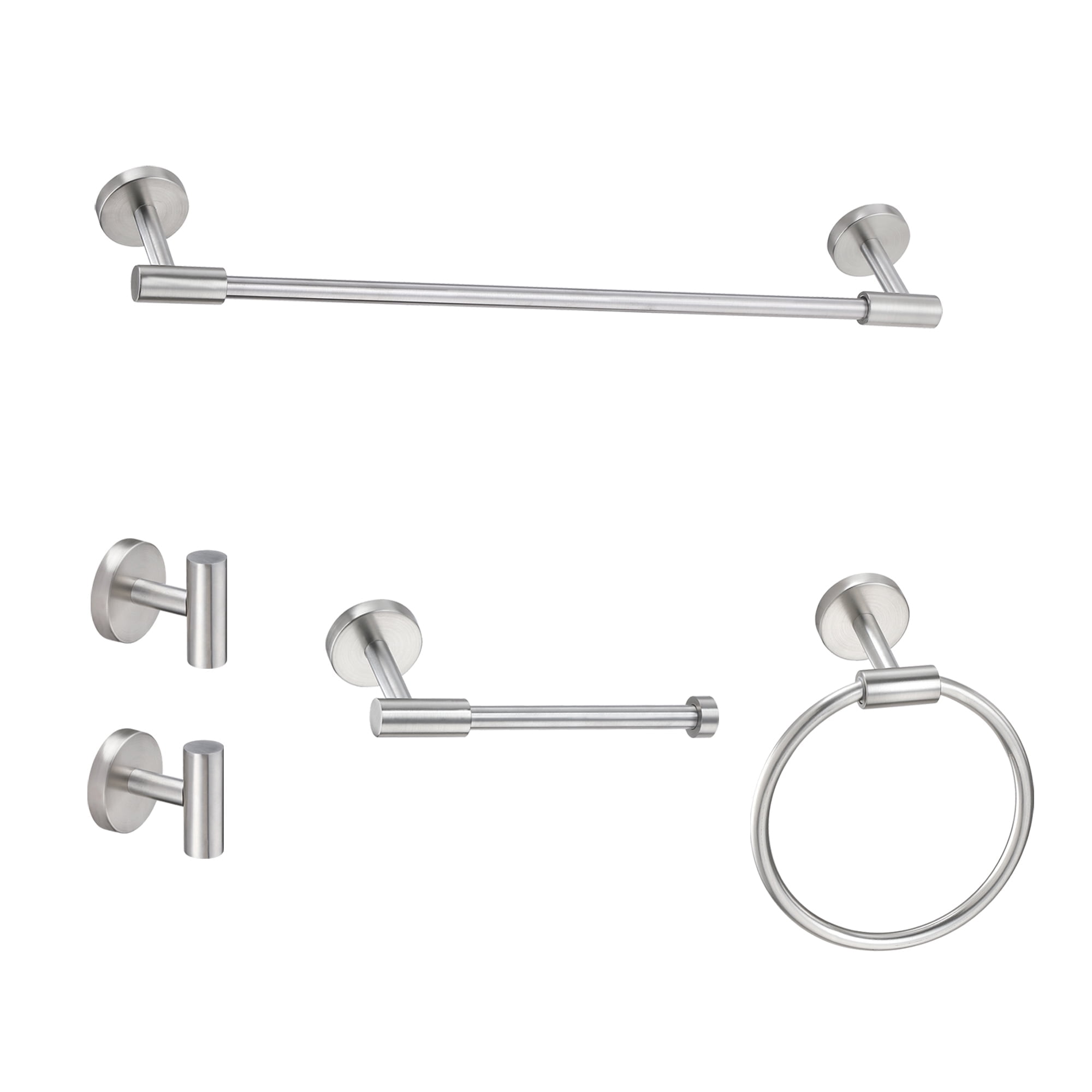 5 Piece Bath Hardware Set, Wall Mount Aluminium and Stainless Bathroom ...