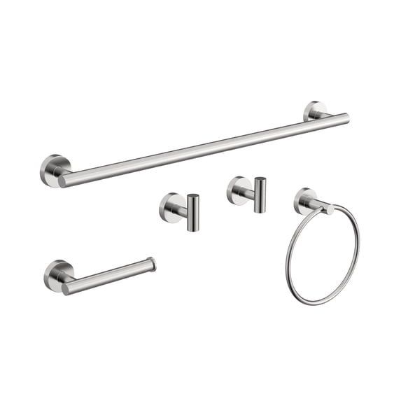 5-Piece BWE Bathroom Set: Towel Bar, Hook, Toilet Paper Holder, Towel ...