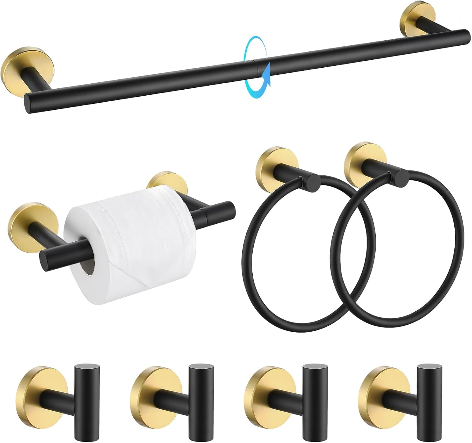 5 Piece Bathroom Accessories Set Brushed Gold Bathroom Hardware Set 23. ...
