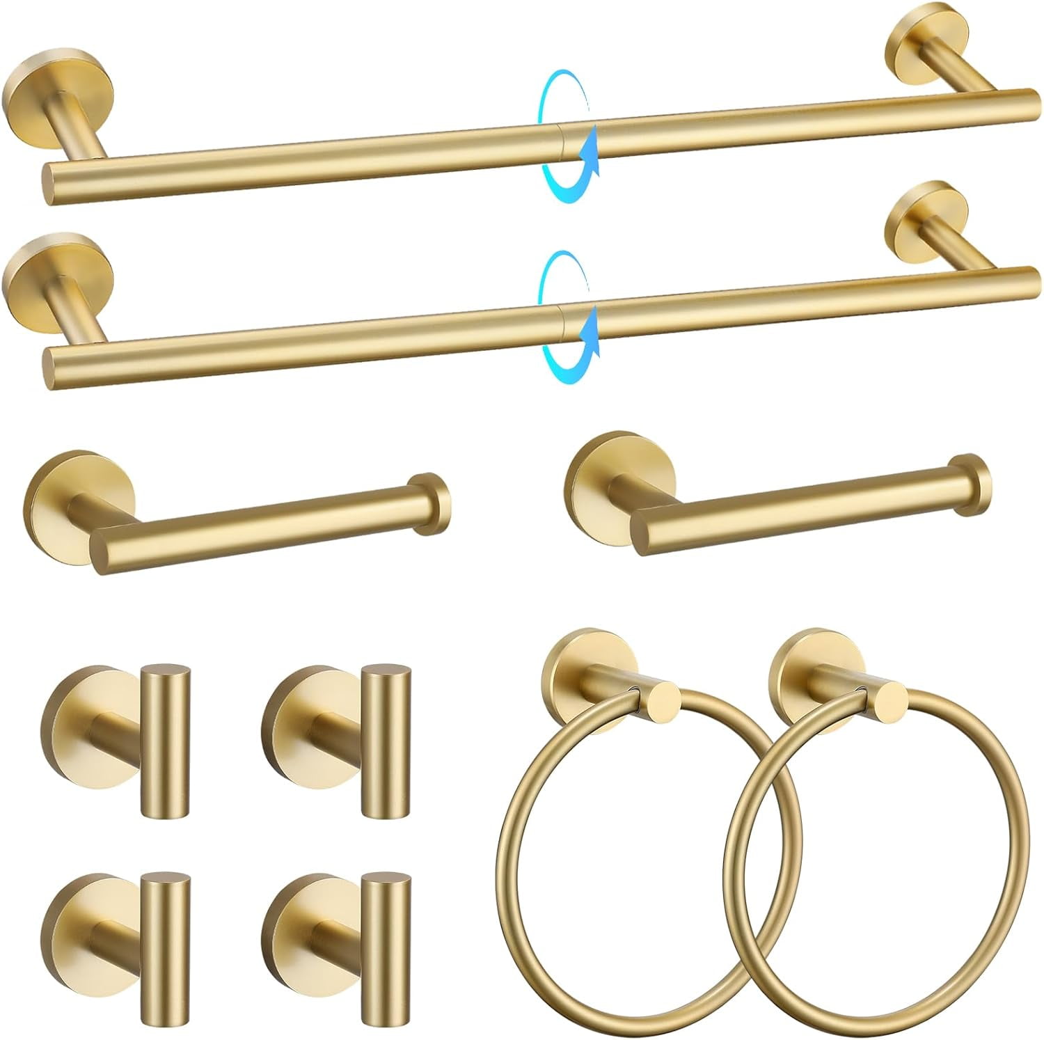 5 Piece Bathroom Accessories Set Brushed Gold Bathroom Hardware Set 23. ...