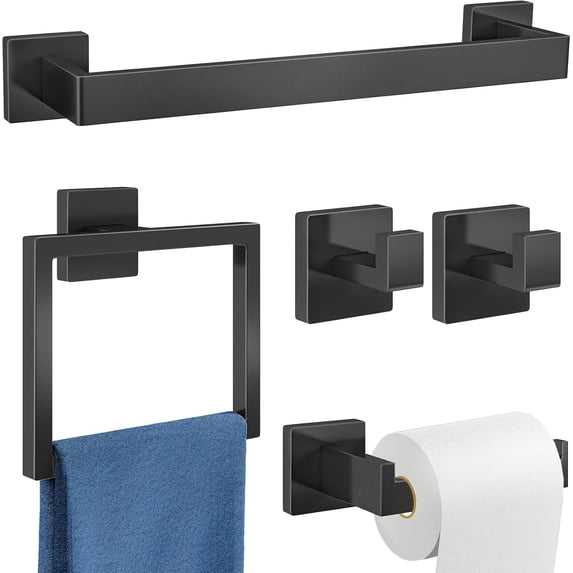 5-Piece Bathroom Hardware Accessories Set, Towel Racks for Wall Mounted ...