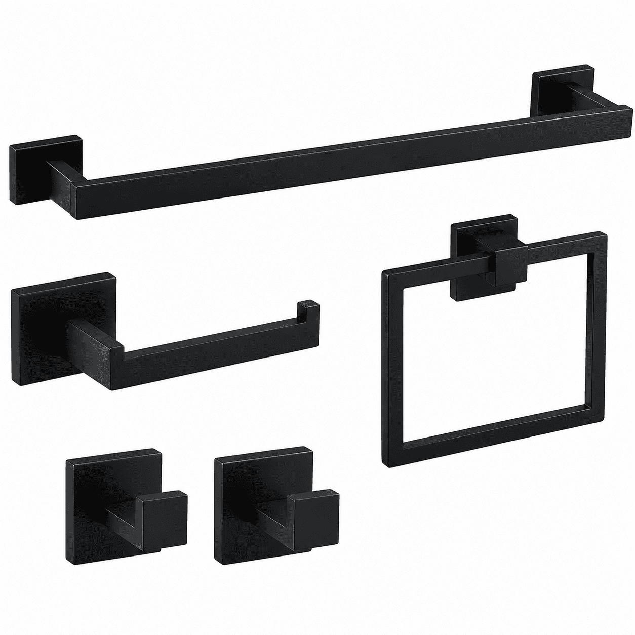 5 Piece Bathroom Hardware Set Matte Black, SUS304 Stainless Steel Towel ...