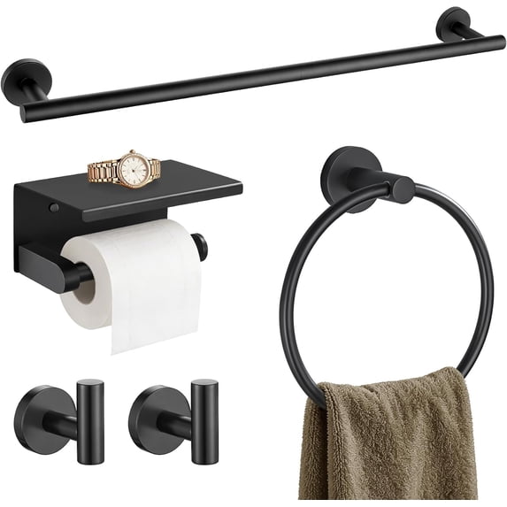 5 Piece Bathroom Hardware Set Towel Bar Set Stainless Steel Towel Racks ...