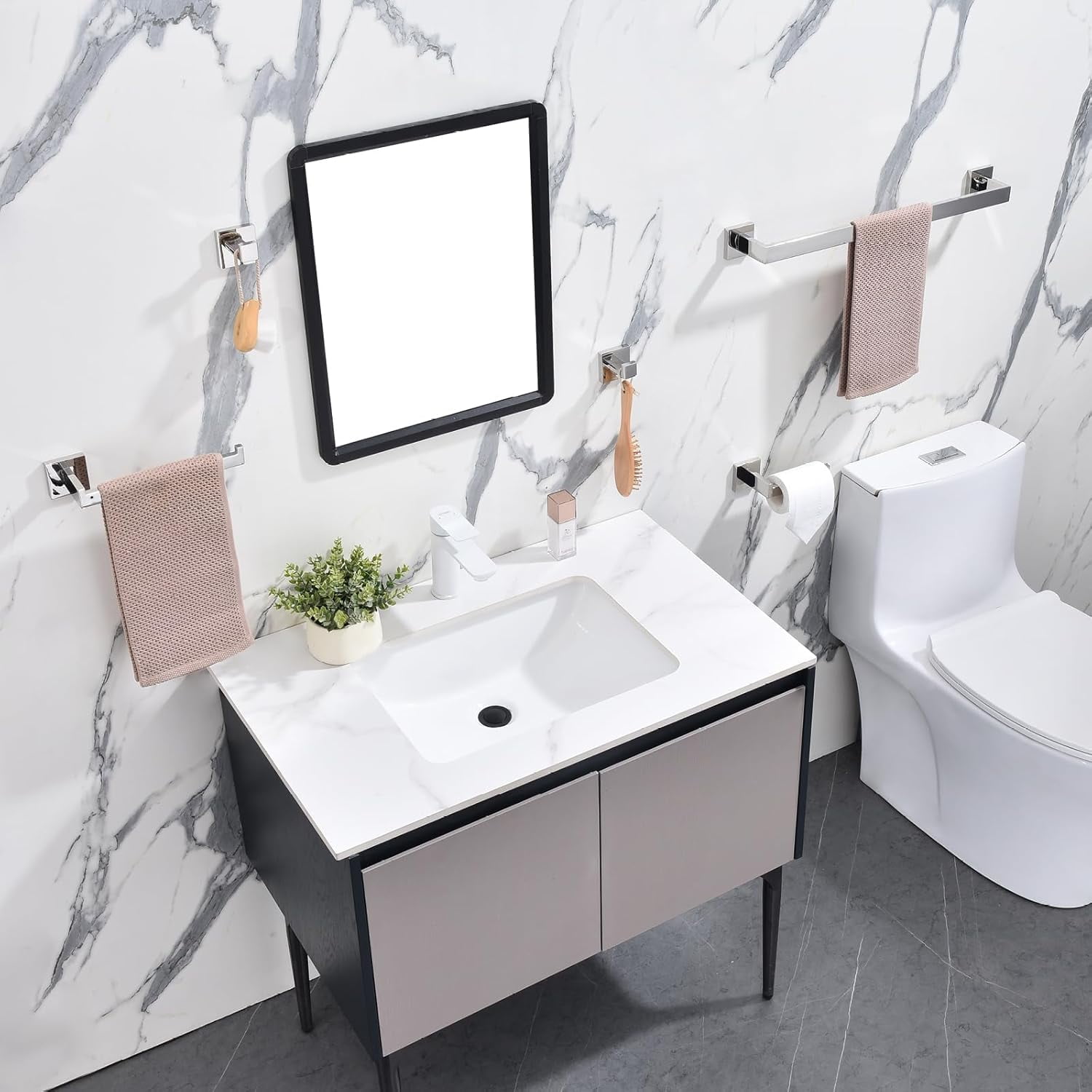 5-Piece Bathroom Hardware Set Wall Mounted Bathroom Accessory Set ...