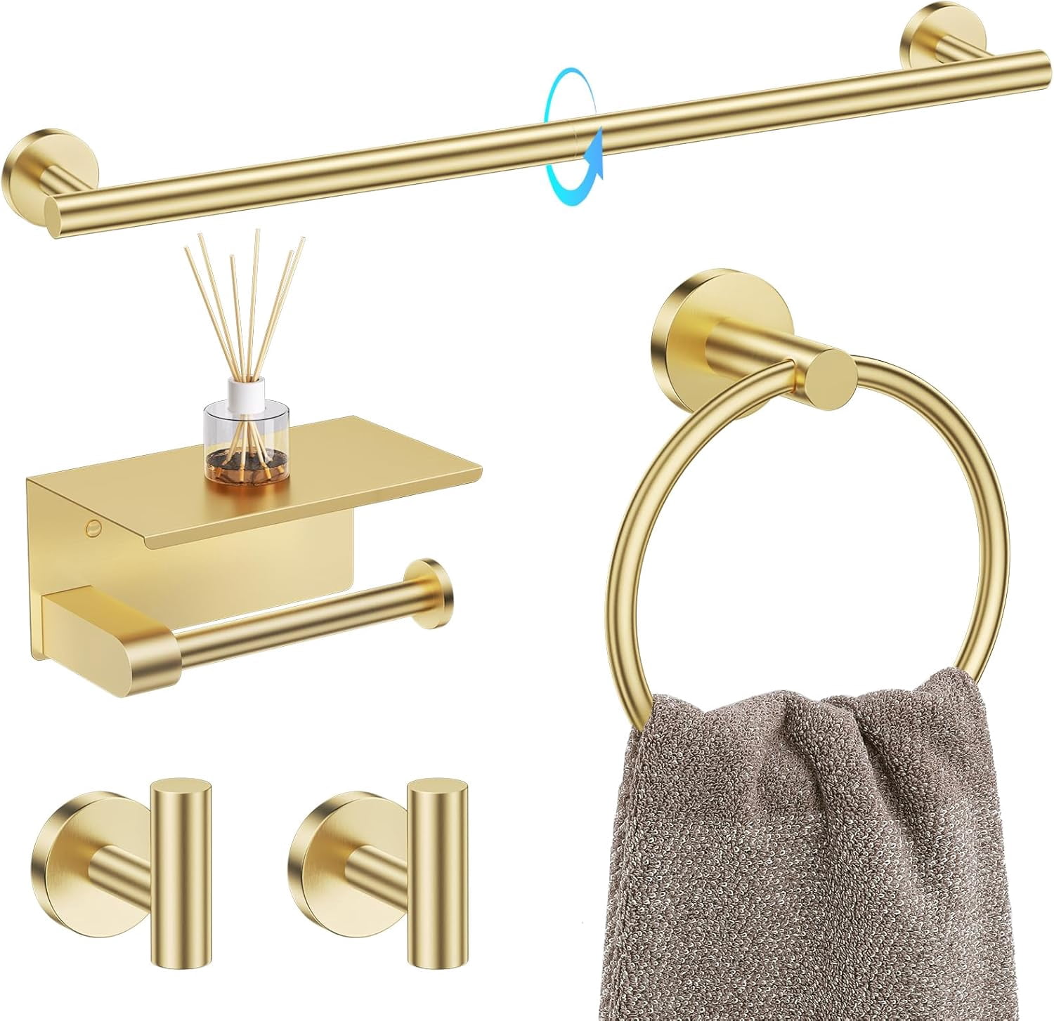 5 Piece Bathroom Towel Bar Holder Sets Bathroom Hardware Set Stainless ...