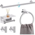 5 Piece Bathroom Towel Bar Holder Sets Brushed Gold Bathroom Hardware ...