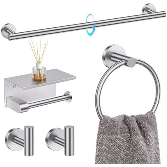 5 Piece Bathroom Towel Bar Holder Sets Brushed Nickel Bathroom Hardware ...