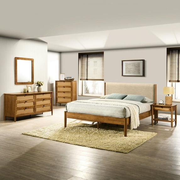 5-Piece Bedroom Set with Queen Bed | Cozy Upholstered Headboard ...