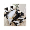 5-Piece Black White Gold Vein Marble Print Elastic Tablecloth And Chair ...