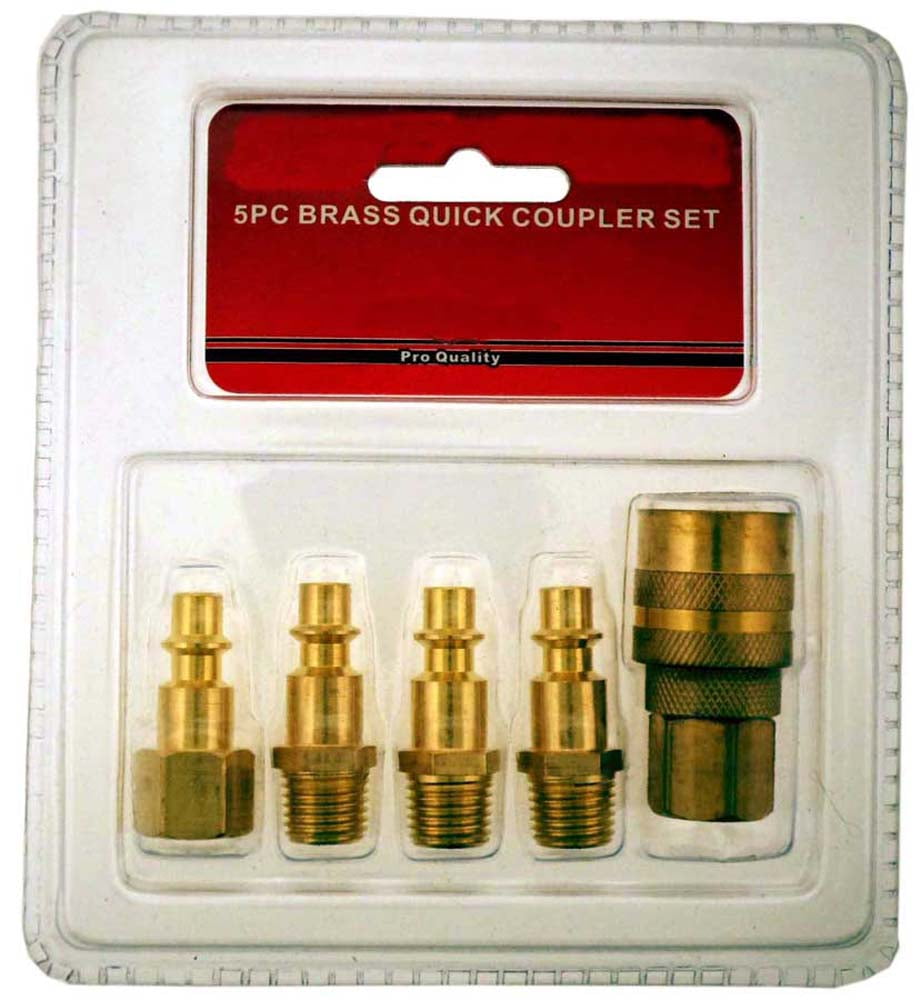 5-Piece Brass Quick Coupler Set | 1/4" (0.64 cm) Universal Connectors | For Seamless Air ...