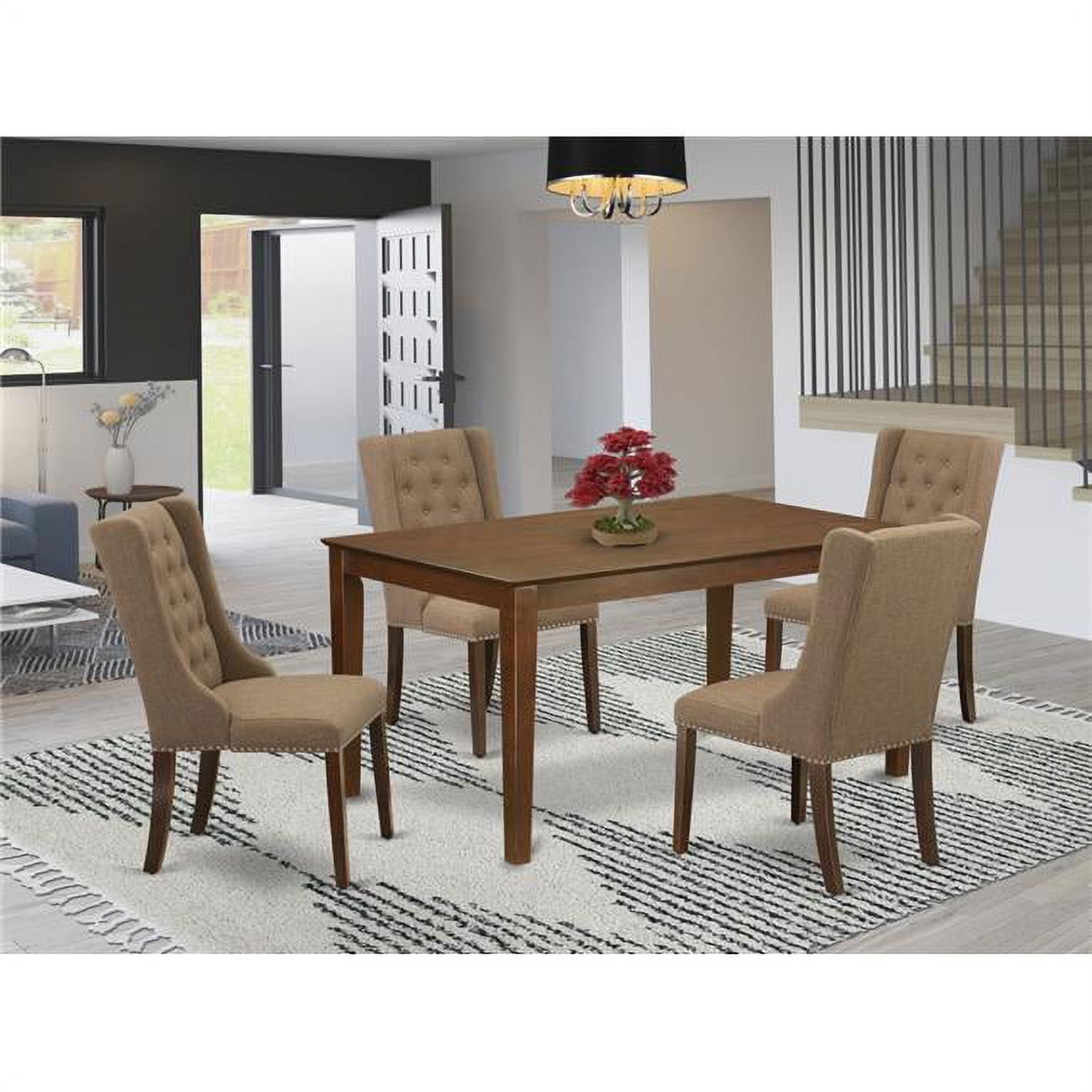 5 Piece Capri Dinette Room Set - Mahogany & Light Gray - Walmart.com