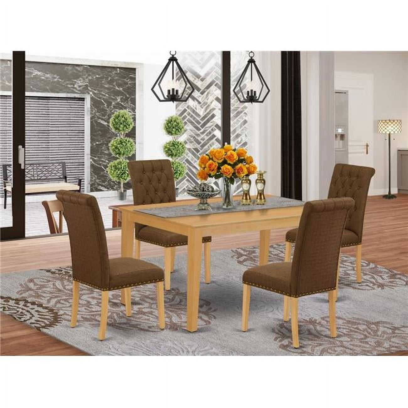 5 Piece Capri Dining Set - Oak & Dark Coffee - Walmart.com