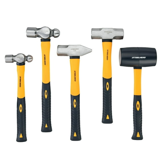 5-Piece Carbon Steel Sledge Cross-Pain Ball-Peen Ball-Pein Hammer ...