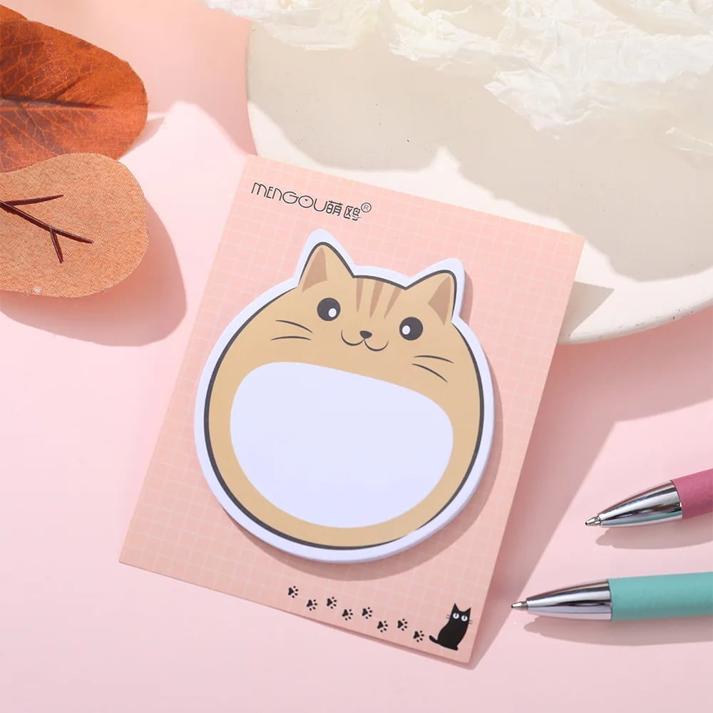 5 Piece Cartoon Adhesive Cute Cat Notes Notepad Memo Pad Stationery ...