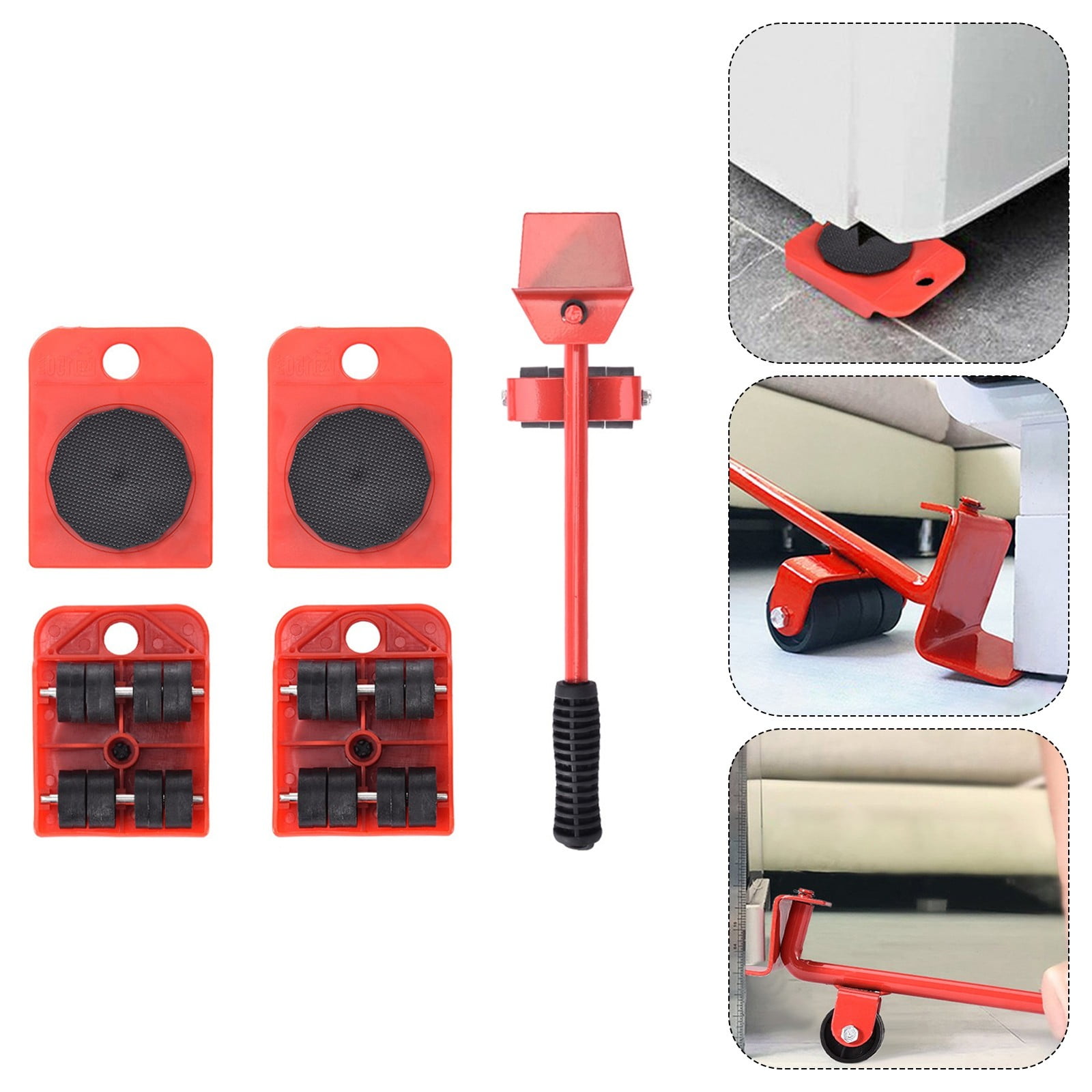 5 Piece Caster Convenient Mover Heavy Object Universal Pulley Mobile ...
