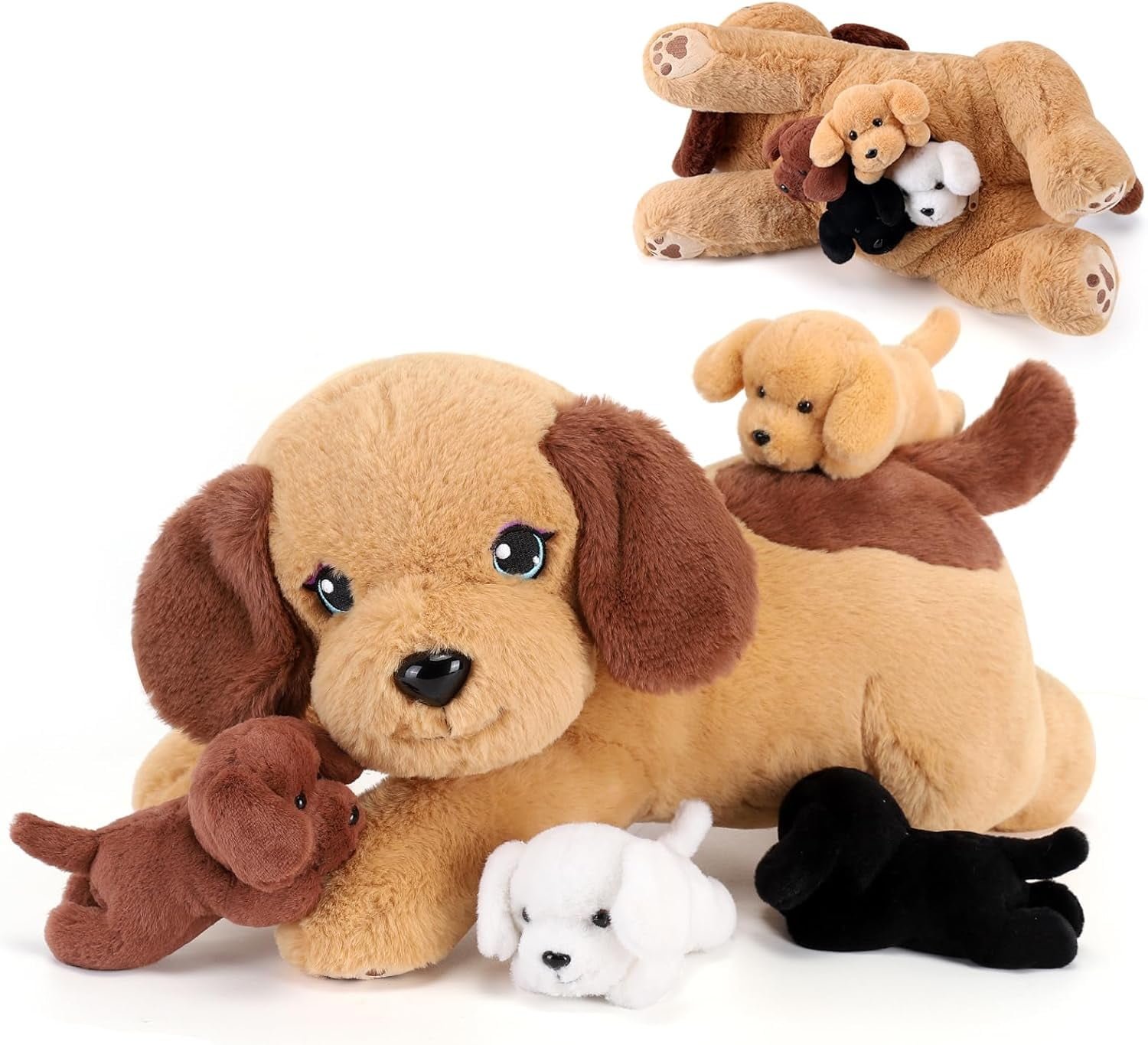 5-Piece Cat Plush Toy Set - Mother Cat and 4 Kittens - Plush Kitten ...