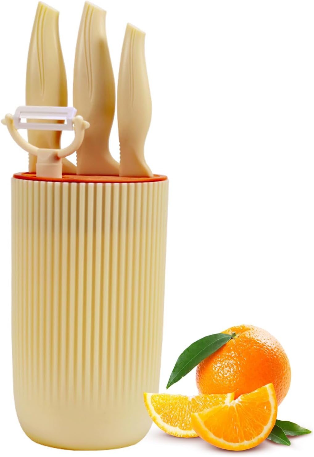 5-Piece Ceramic Knife Set with Knife Block – Professional Sharp Non ...