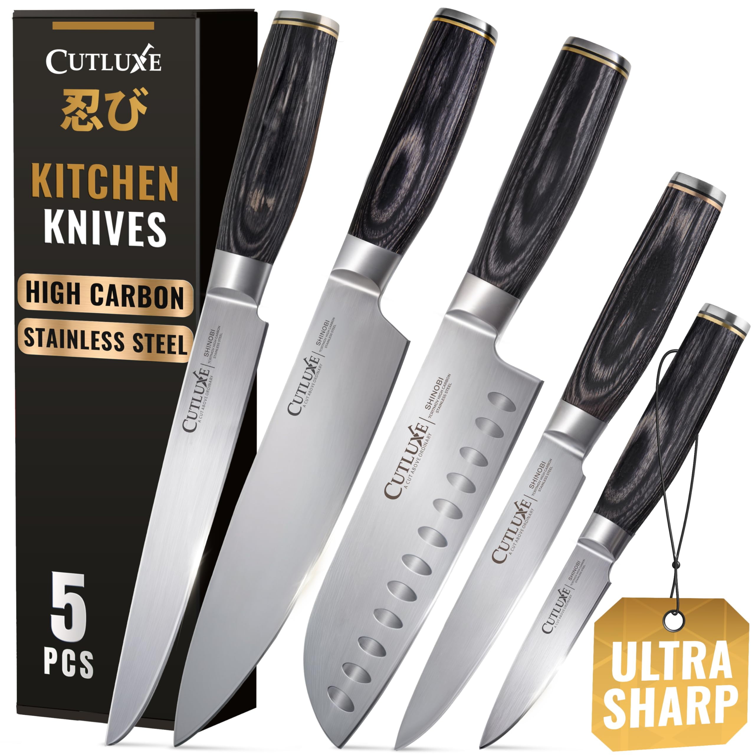 5-Piece Chef Knife Set – Ultra Sharp Japanese Kitchen Knives, High ...