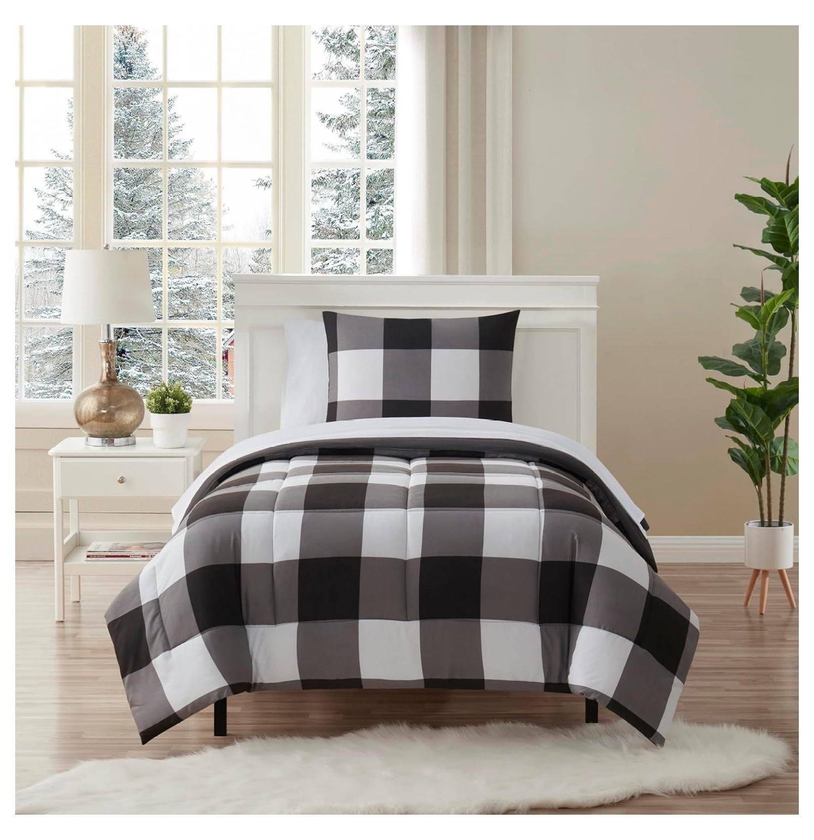 5 Piece Comforter Set Bed in a Bag Buffalo Check Christmas Print All ...