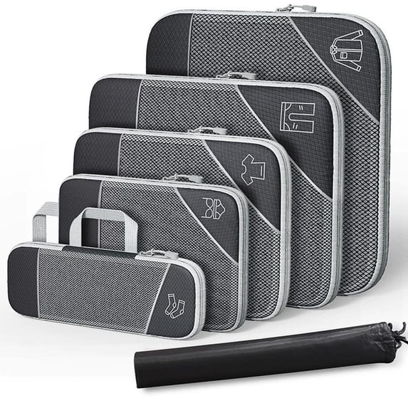 5-Piece Compression Packing Cubes Set, Saves Luggage Space with Dual ...