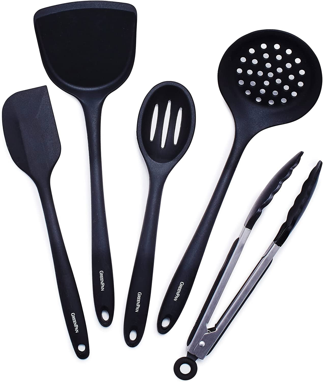 5 Piece Cooking Utensil Set, Flexible Nonstick Silicone, Stain-Free ...