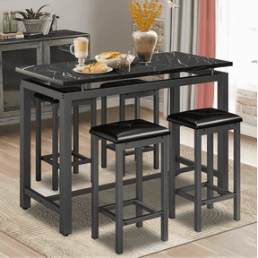 SESSLIFE 4-Piece Counter Height Bar Table Set, 3 Stools with Storage ...