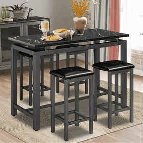 3-Piece Metal Bar Table Set, Counter Height Pub Bistro Set, Breakfast ...