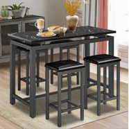SESSLIFE 4-Piece Counter Height Bar Table Set, 3 Stools with Storage ...