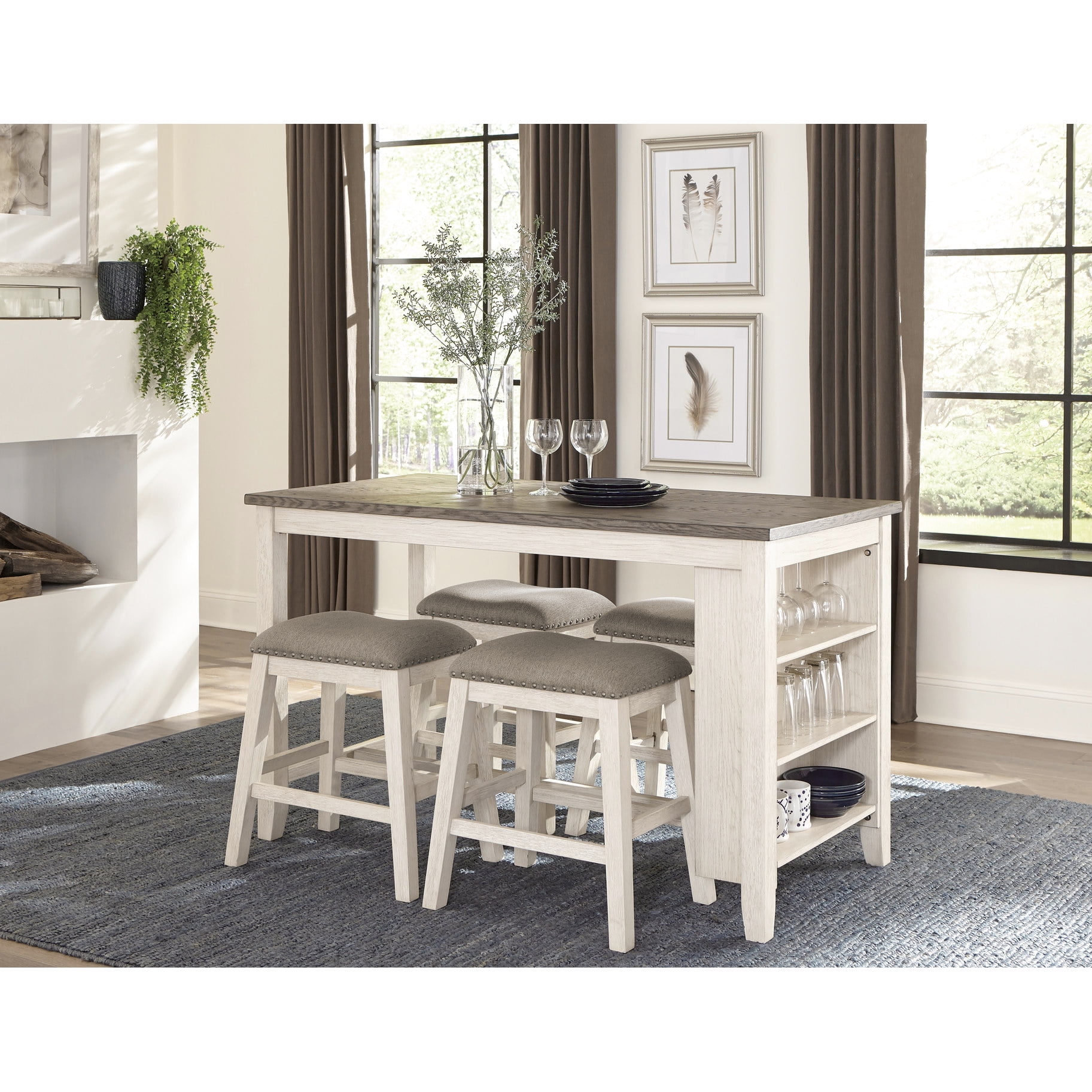 5-Piece Counter Height Dining Furniture | For Dining Room with Open ...