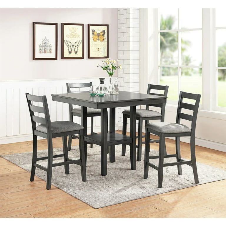 Simplie Fun 5 Piece Counter Height Dining Set in Grey