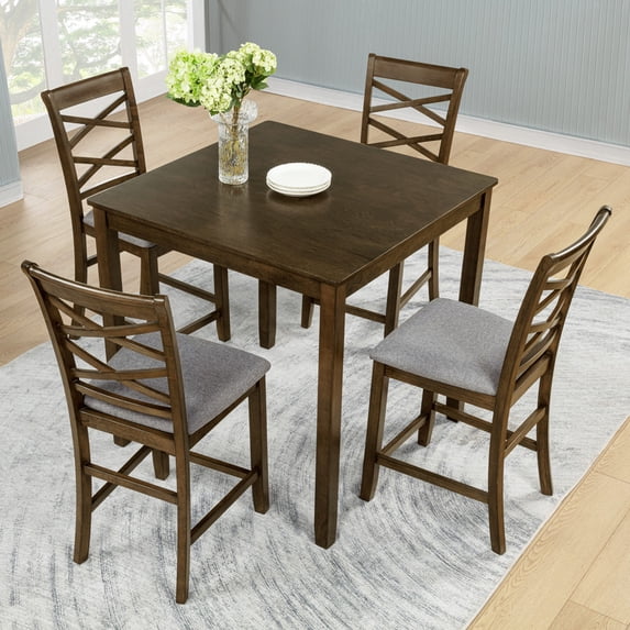 5-Piece Counter Height Dining Table Set, Square Kitchen Table and 4 ...