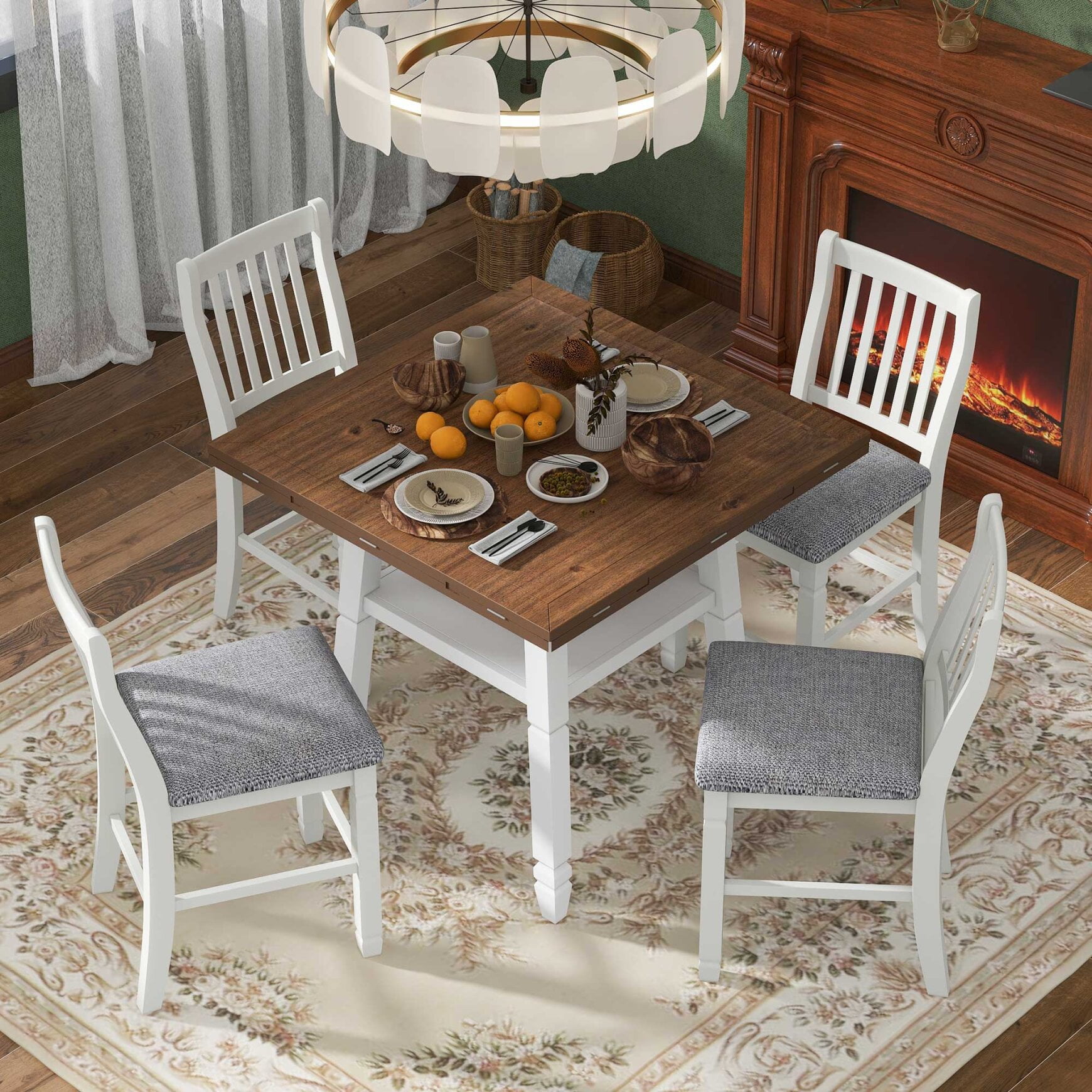 5-Piece Counter Height Dining Table Set in 2 Table Sizes,Kitchen Table ...