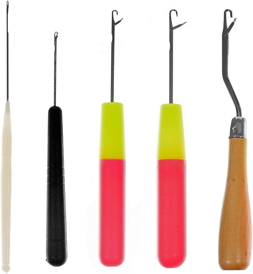 5 Piece Crochet Latch Hook Supplies – 4 Straight Plastic Hooks and 1 ...
