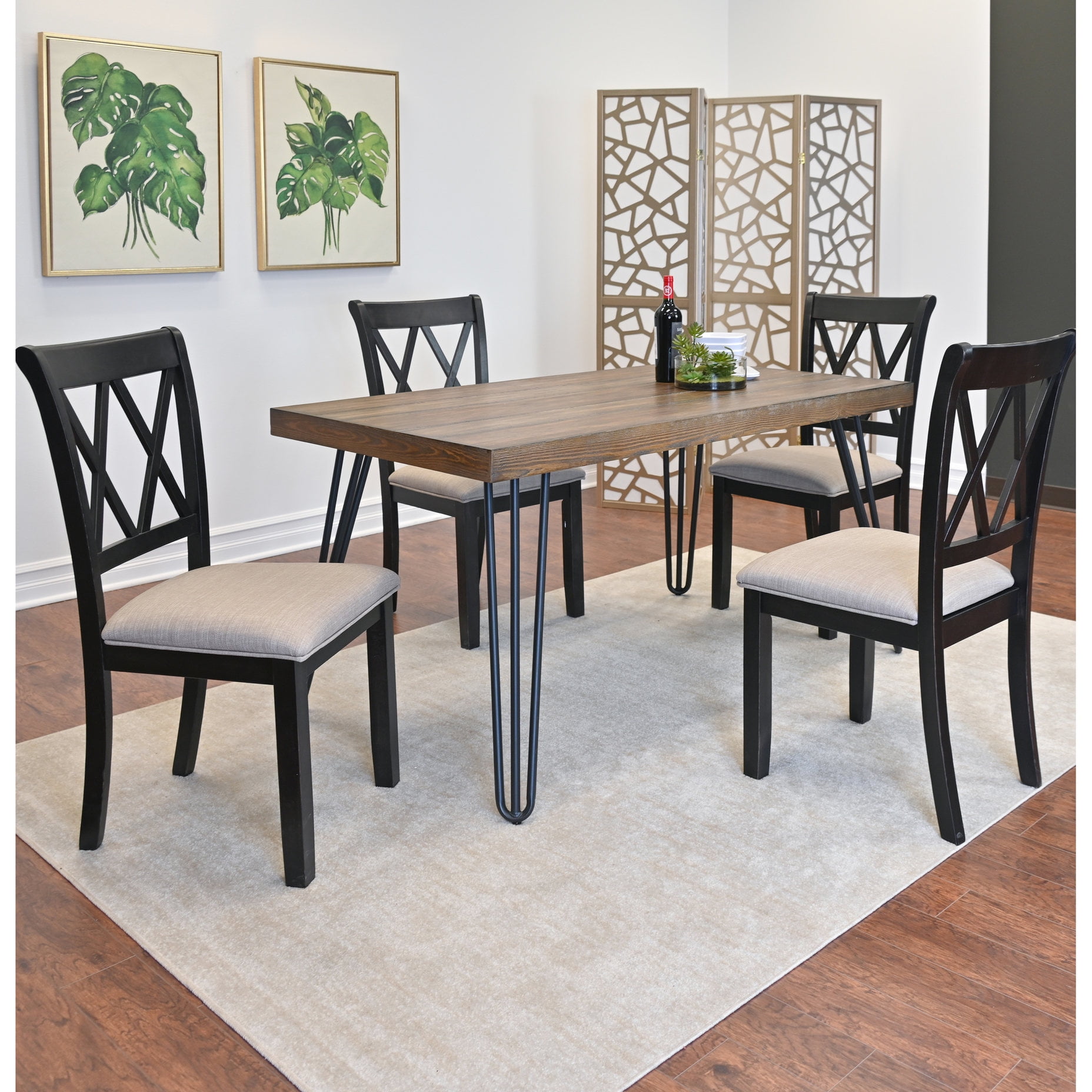 5-Piece Cross-back Chair Set | Enhances Dining Space Appeal ...