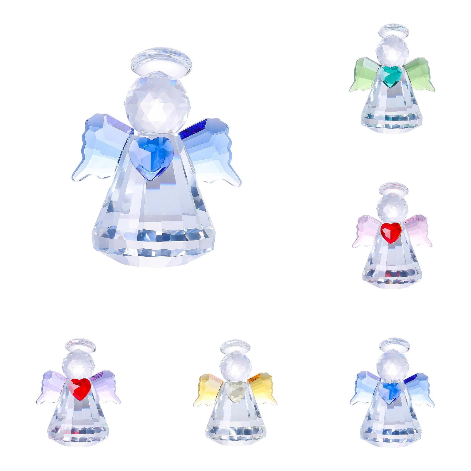 5-Piece Guardian Angel Figurine Set - 2.68" Handcrafted Glass Angel ...