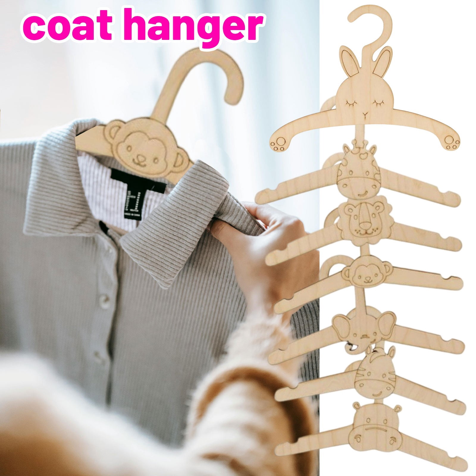 5-Piece Cute Animal Doll Clothing Hangers,Mini Wardrobe Storage ...