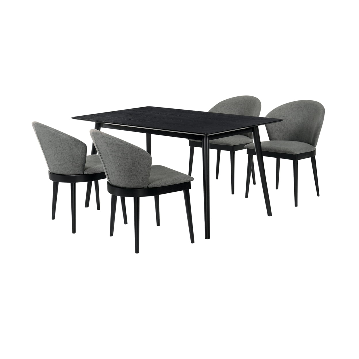 5 Piece Dining Chair with Curved Shell Back Chair, Black and Gray ...