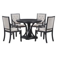 Roundhill Furniture Nuevo 5-Piece Round Dining Set, Pedestal Dining ...