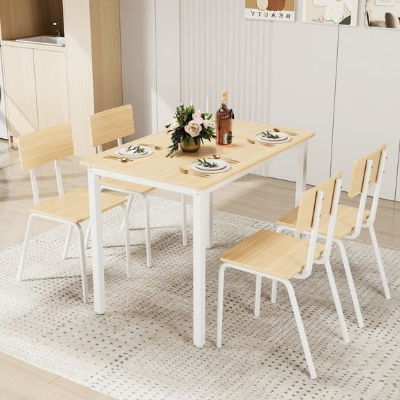 Dining Table and Chairs 5-Piece Set / 43" Table, Rustic Brown Finish ...